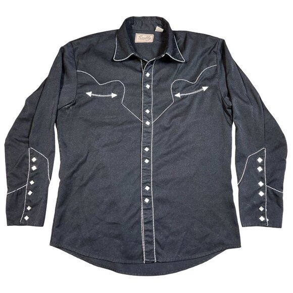 Scully | Shirts | Scully Western Black Buttonup Shirt With Embroidery ...